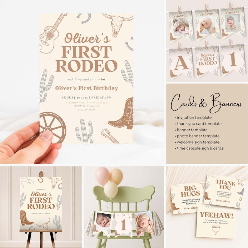 Editable My First Rodeo Birthday Bundle, First Rodeo Party Templates ...