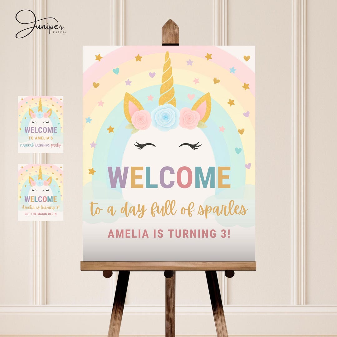 Editable Unicorn Rainbow Welcome Signs Template, Unicorn Welcome Poster ...