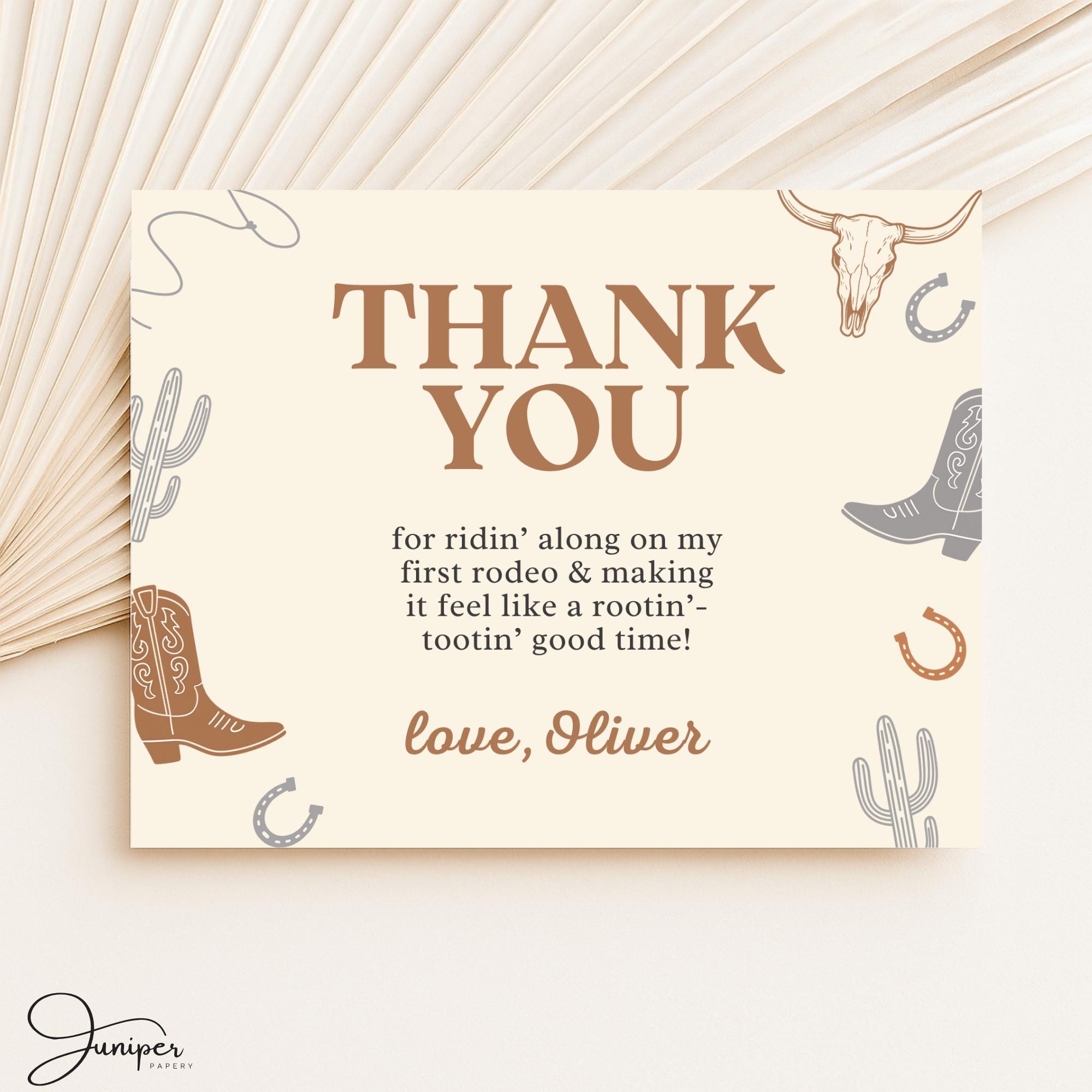Editable First Rodeo Thank You Card Templates, Custom First Rodeo Thank ...