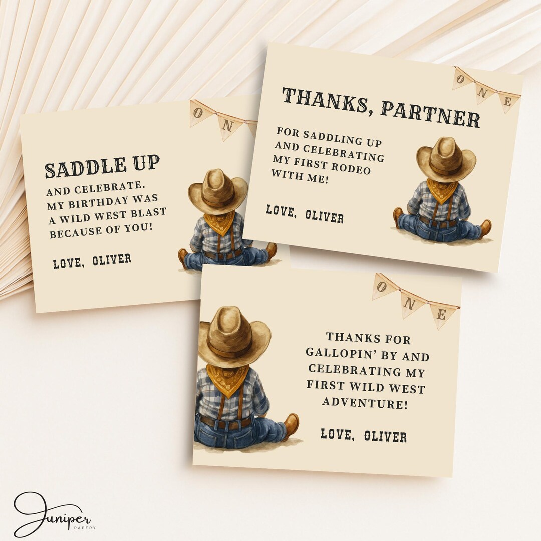 Editable First Rodeo Thank You Card Templates, Custom Western Thank You ...