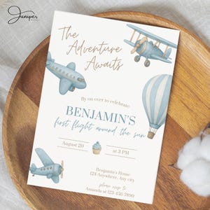 Aviation Invitation, Air Plane Invite, First Flight Birthday Invite ...