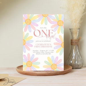 Pastel Daisy Birthday Invitation, Isn't She One-derful Invite, Daisy ...