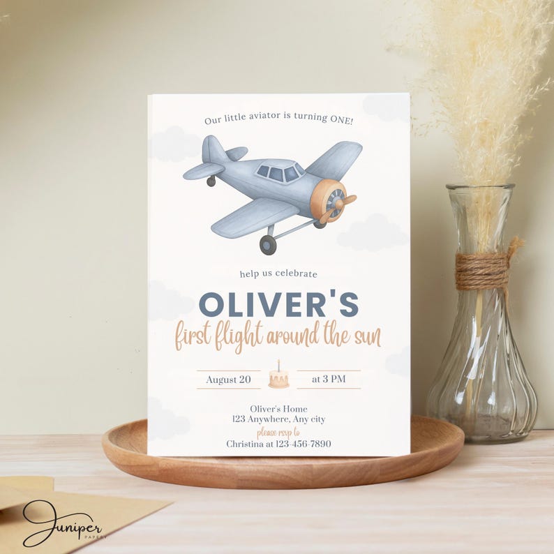 Aviation Invitation, Air Plane Invite, First Flight Birthday Invite ...
