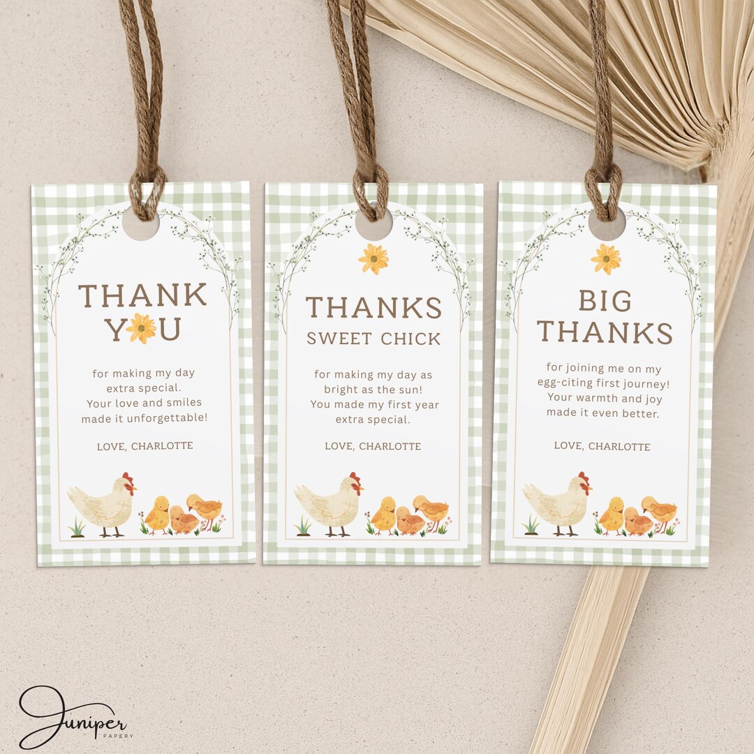 Editable One Cute Chick Favor Tags Template, Chicken Thank You Tags ...