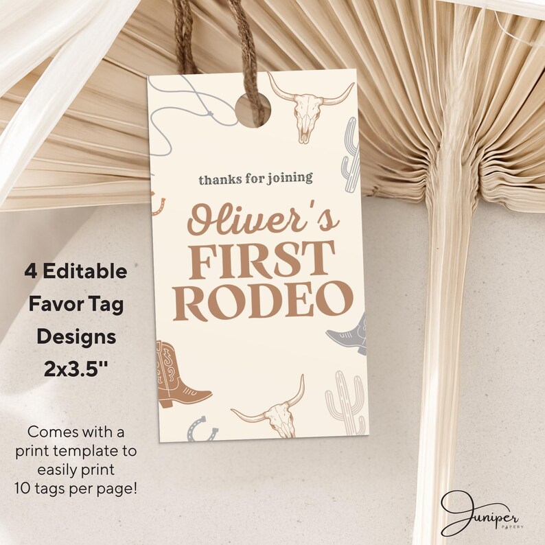 Editable First Rodeo Favor Tag Template, Custom First Rodeo Thank You ...