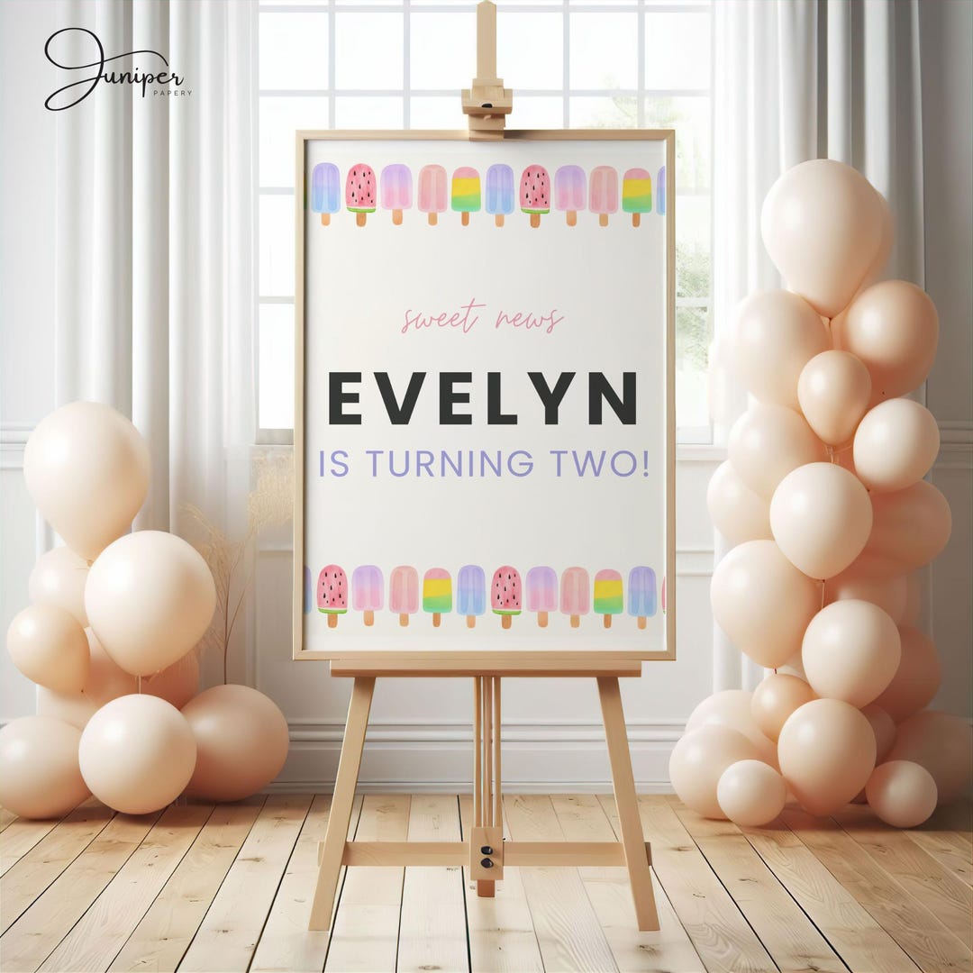 Popsicle Birthday Sign, Pastel Popsicle Welcome Signs Template, Ice ...