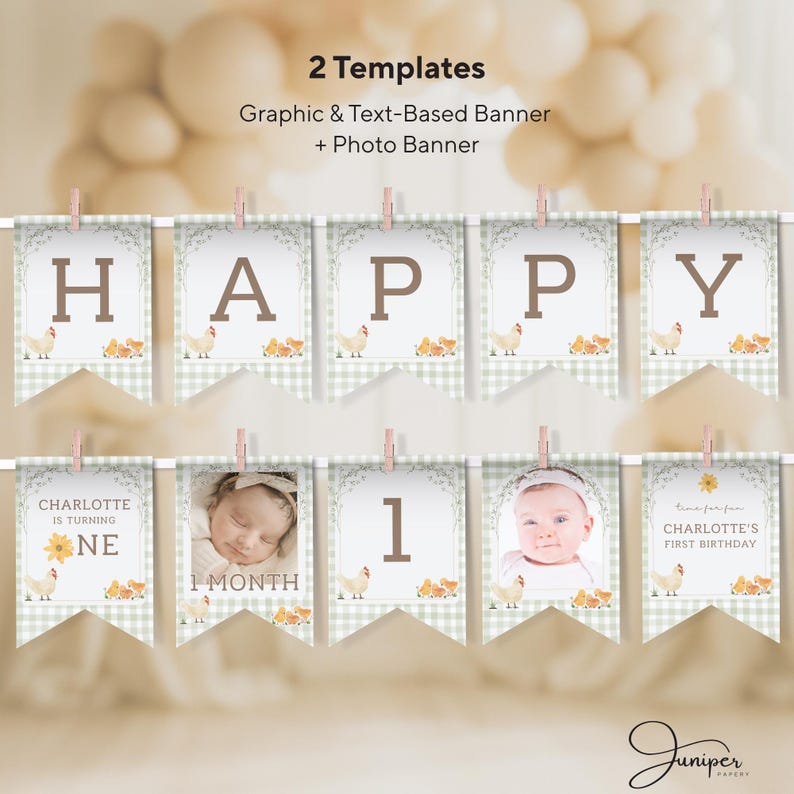 Editable One Cute Chick Birthday Bundle, Chicken Party Signs, First ...