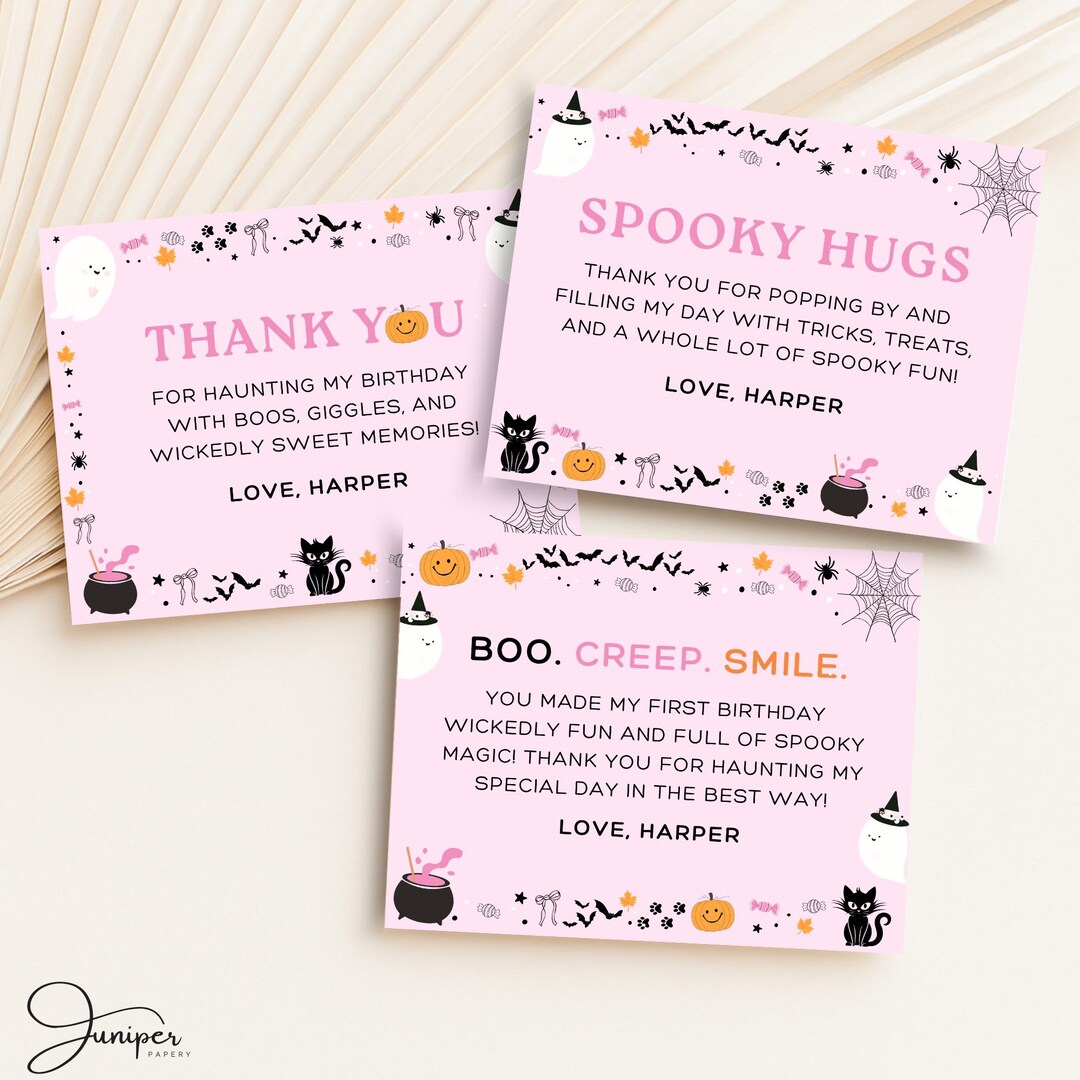 Editable Spooky One Thank You Card Template, Spooky One Party Decor ...