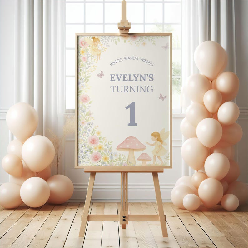 Editable Fairy First Welcome Sign, Fairytale Party Entrance Poster ...