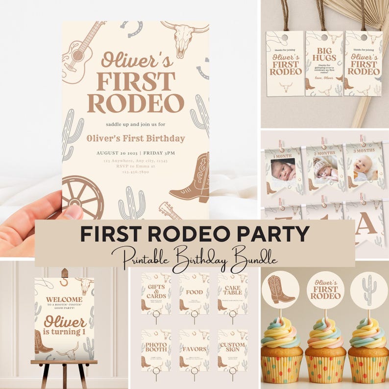 Editable First Rodeo Thank You Card Templates, Custom First Rodeo Thank ...