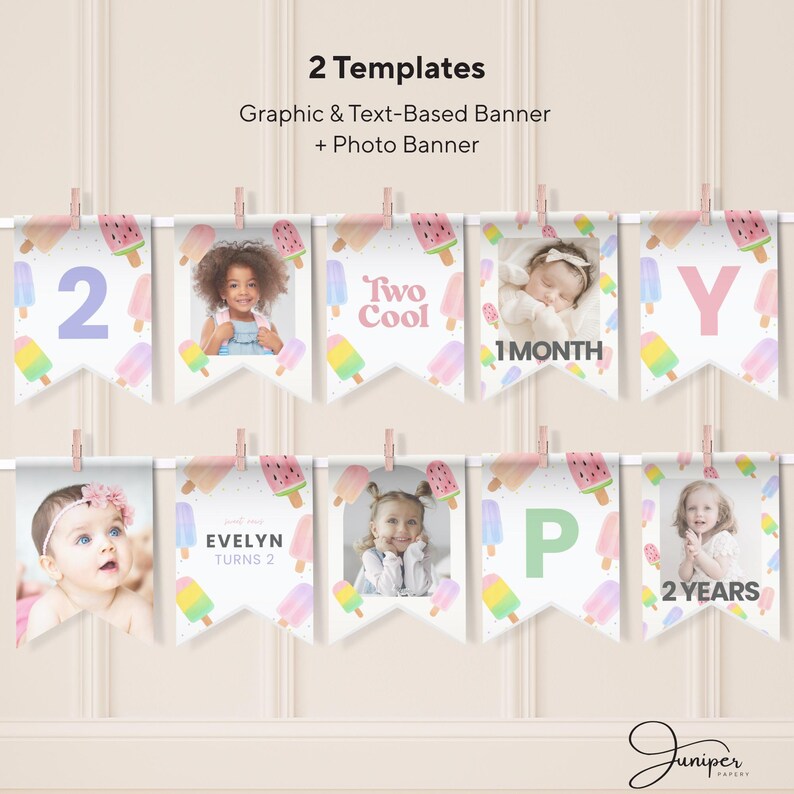 Editable Popsicle Birthday Bundle, Pastel Ice Cream Birthday Party ...