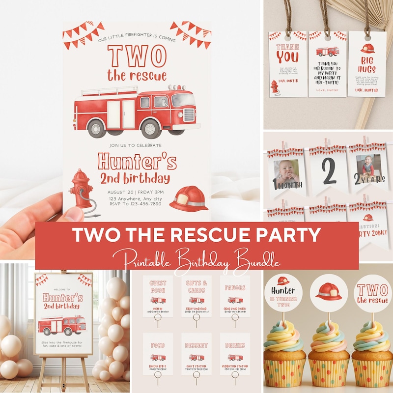 Fire Truck Birthday Party Decorations - Etsy