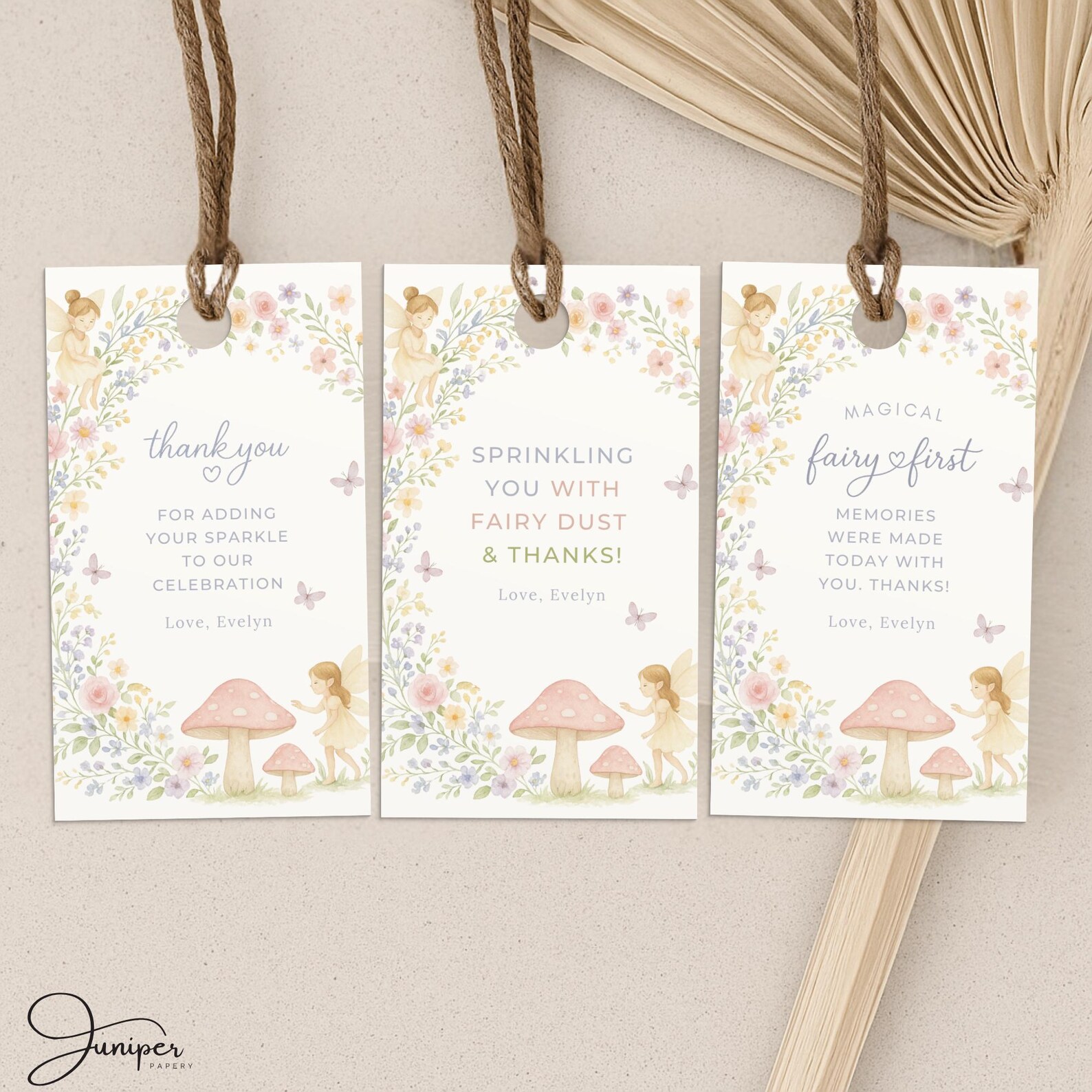Editable Fairy First Favor Tag Template, Pastel Fairy Birthday ...