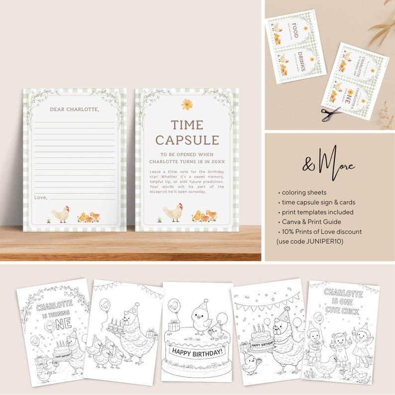 Editable One Cute Chick Birthday Bundle, Chicken Party Signs, First ...