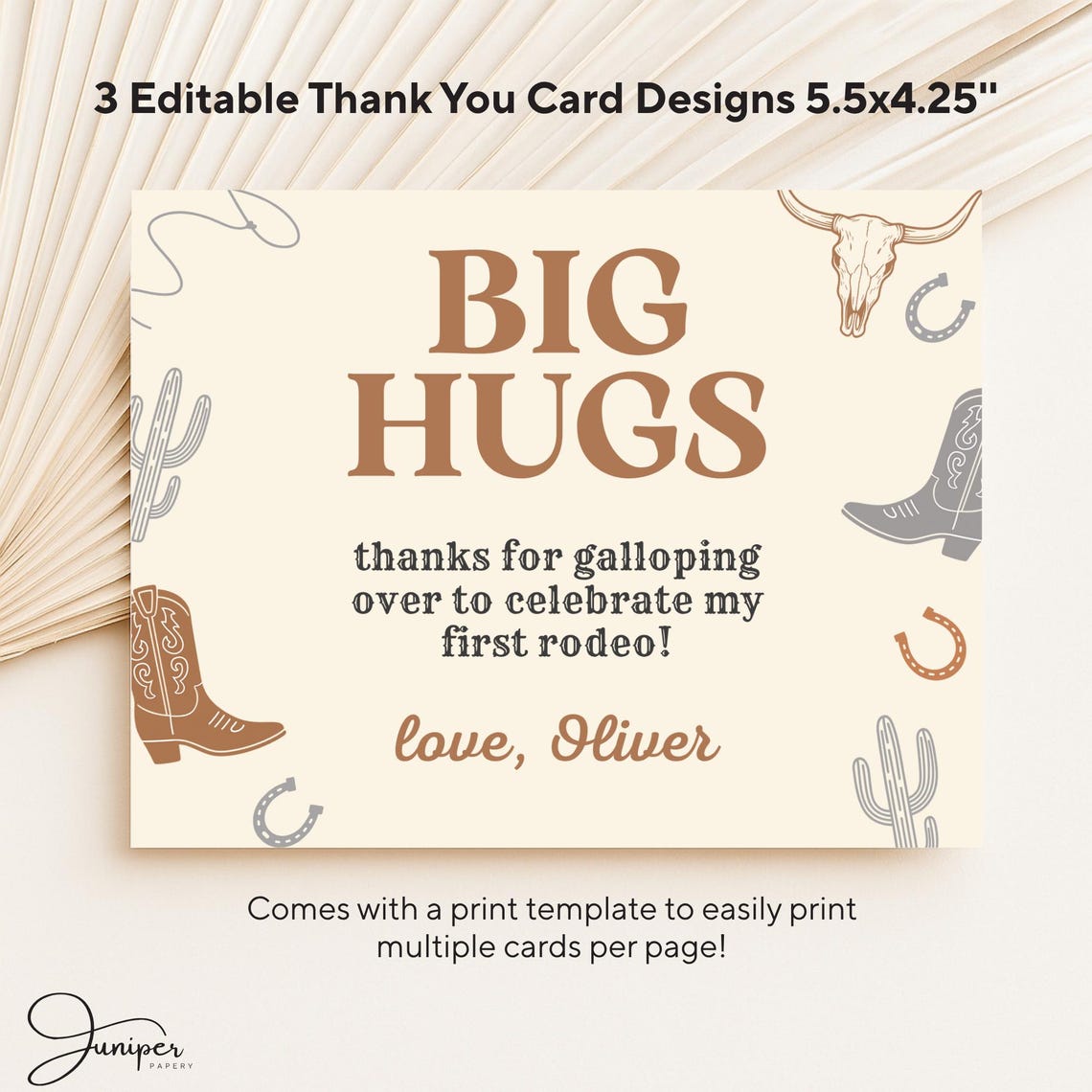 Editable First Rodeo Thank You Card Templates, Custom First Rodeo Thank ...
