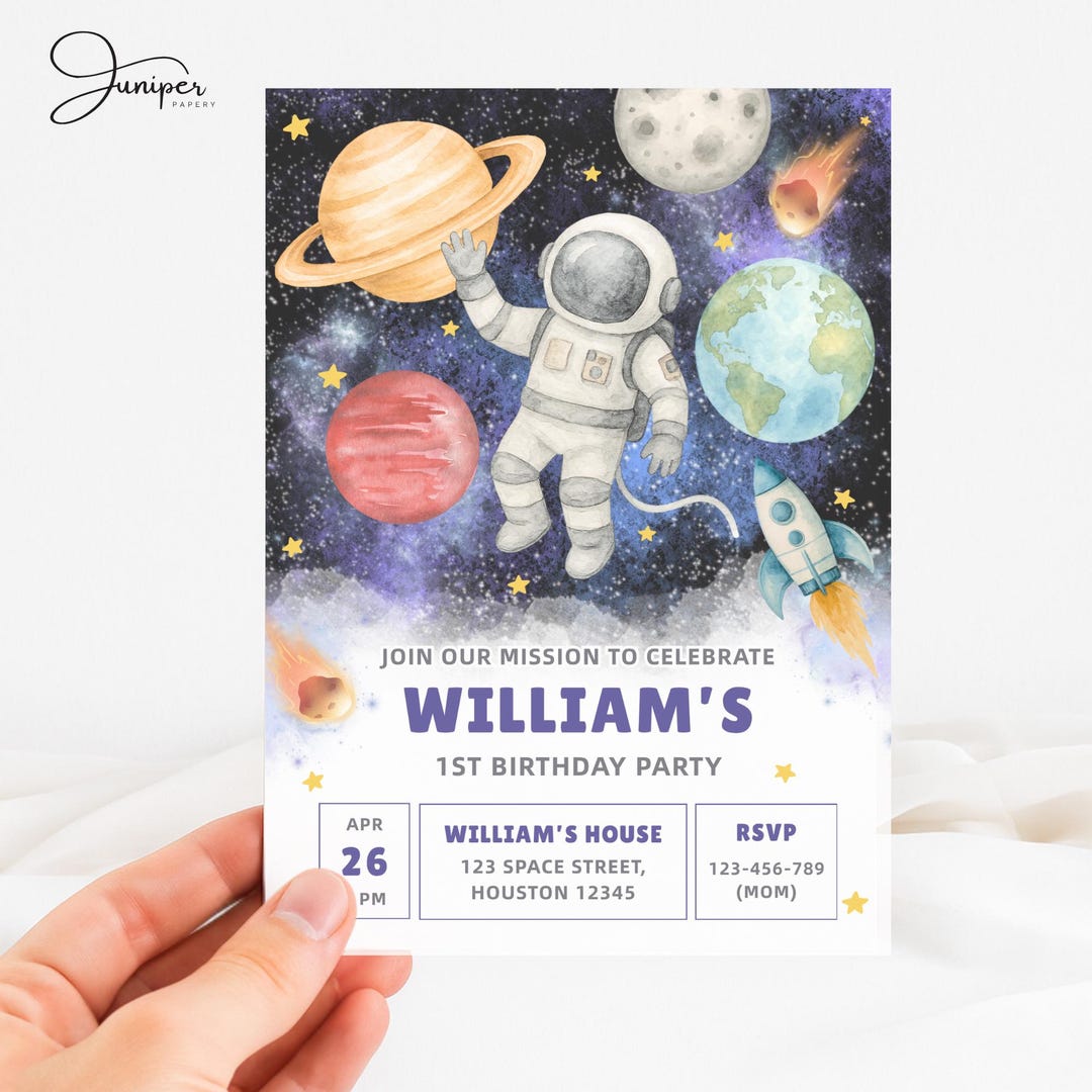 Astronaut Invite, Space Shuttle Birthday Invitation, Rocket Birthday ...
