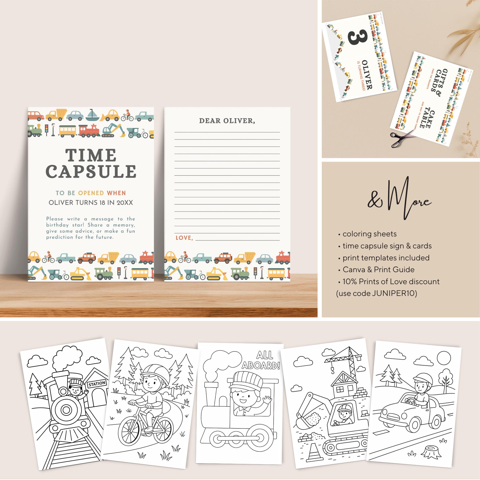 Editable Vehicles Transportation Birthday Bundle, Vehicles Birthday ...