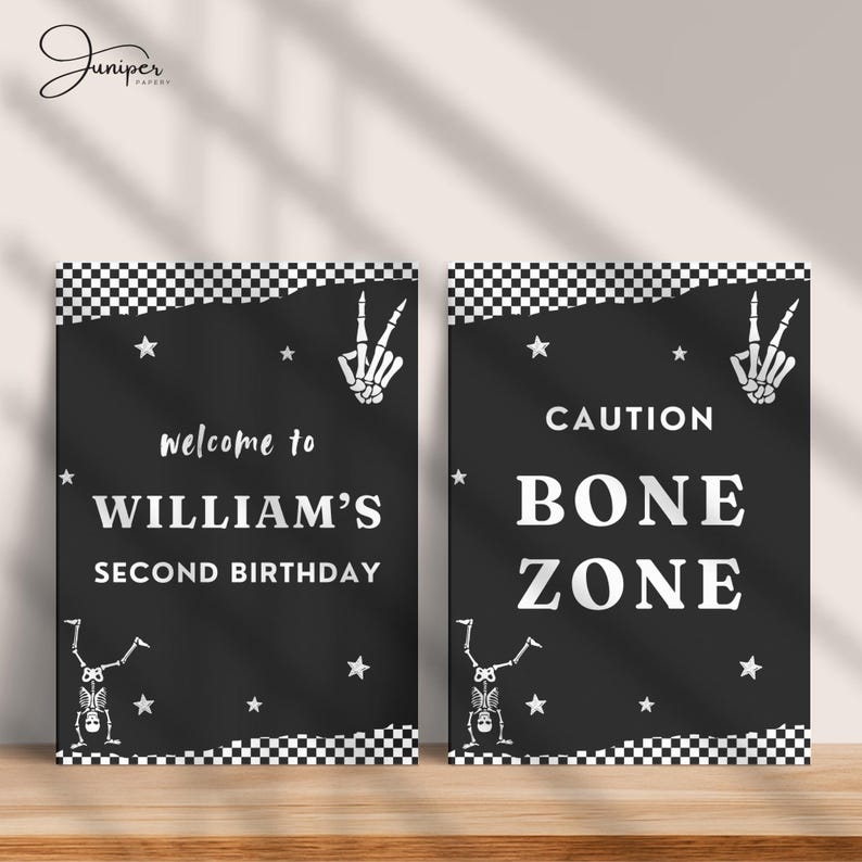 Editable Skeleton Birthday Table Signs Template, Halloween Sign, Bad ...