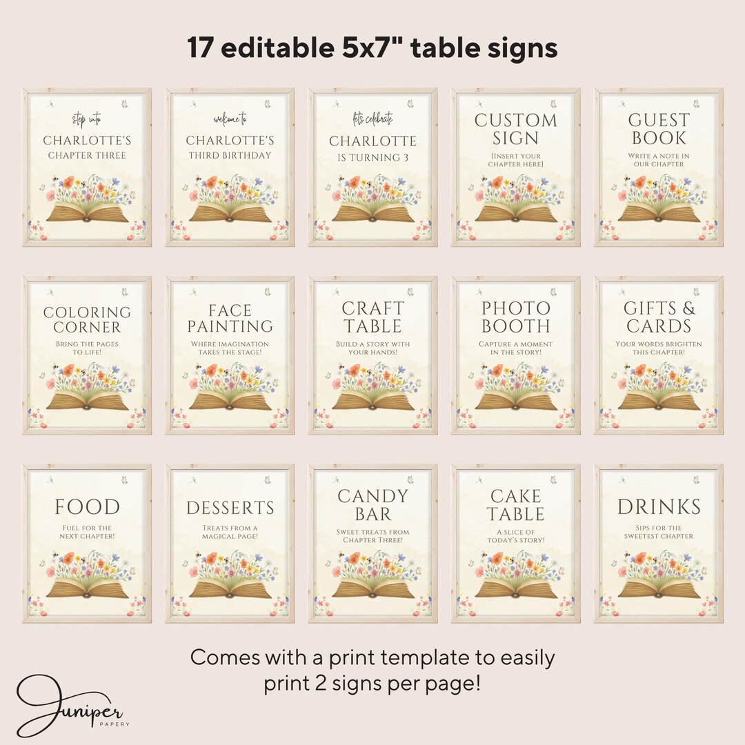 Editable New Chapter Begins Table Signs, New Chapter Party Signs ...