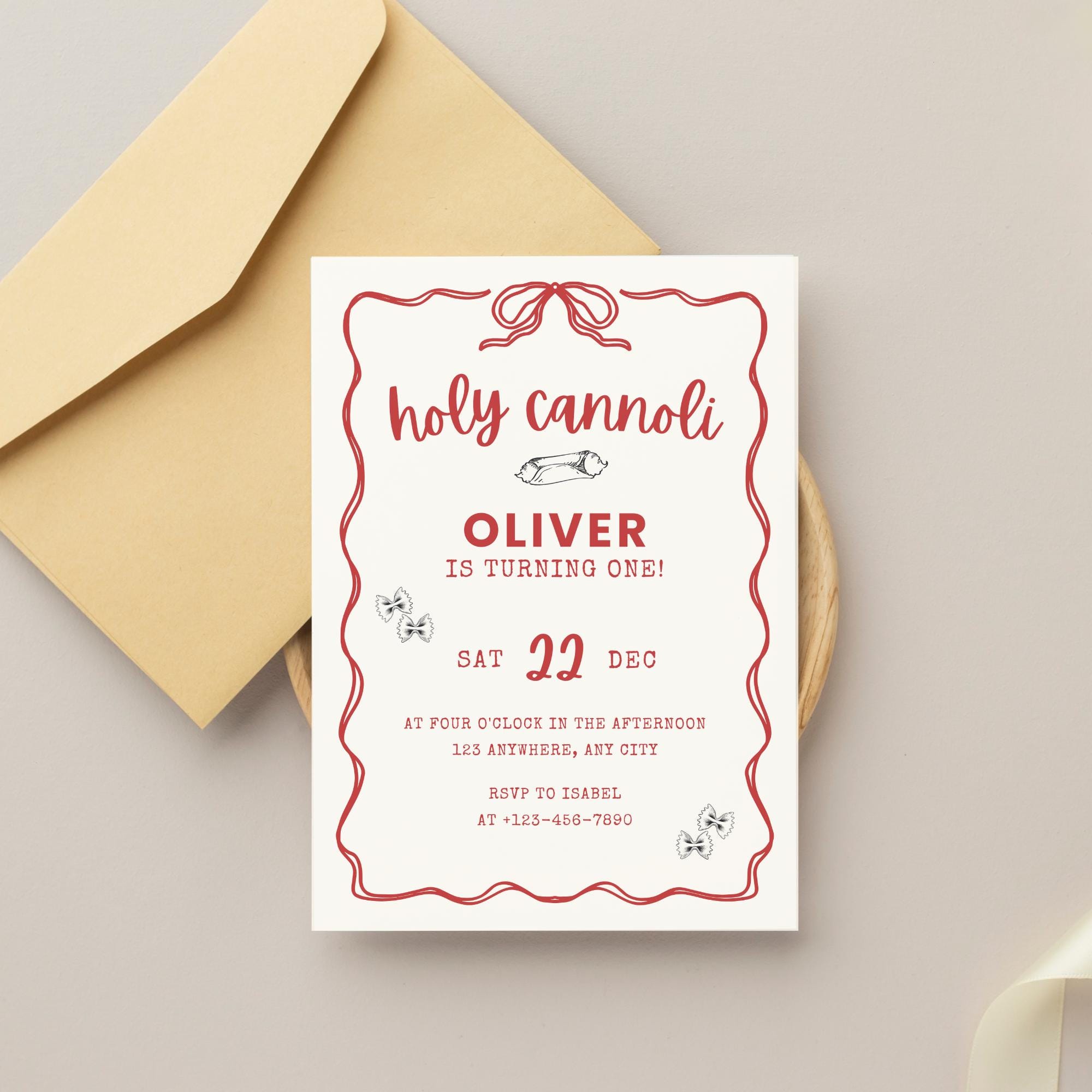 Holy Cannoli First Birthday Invitation, Pasta First Birthday Invite ...
