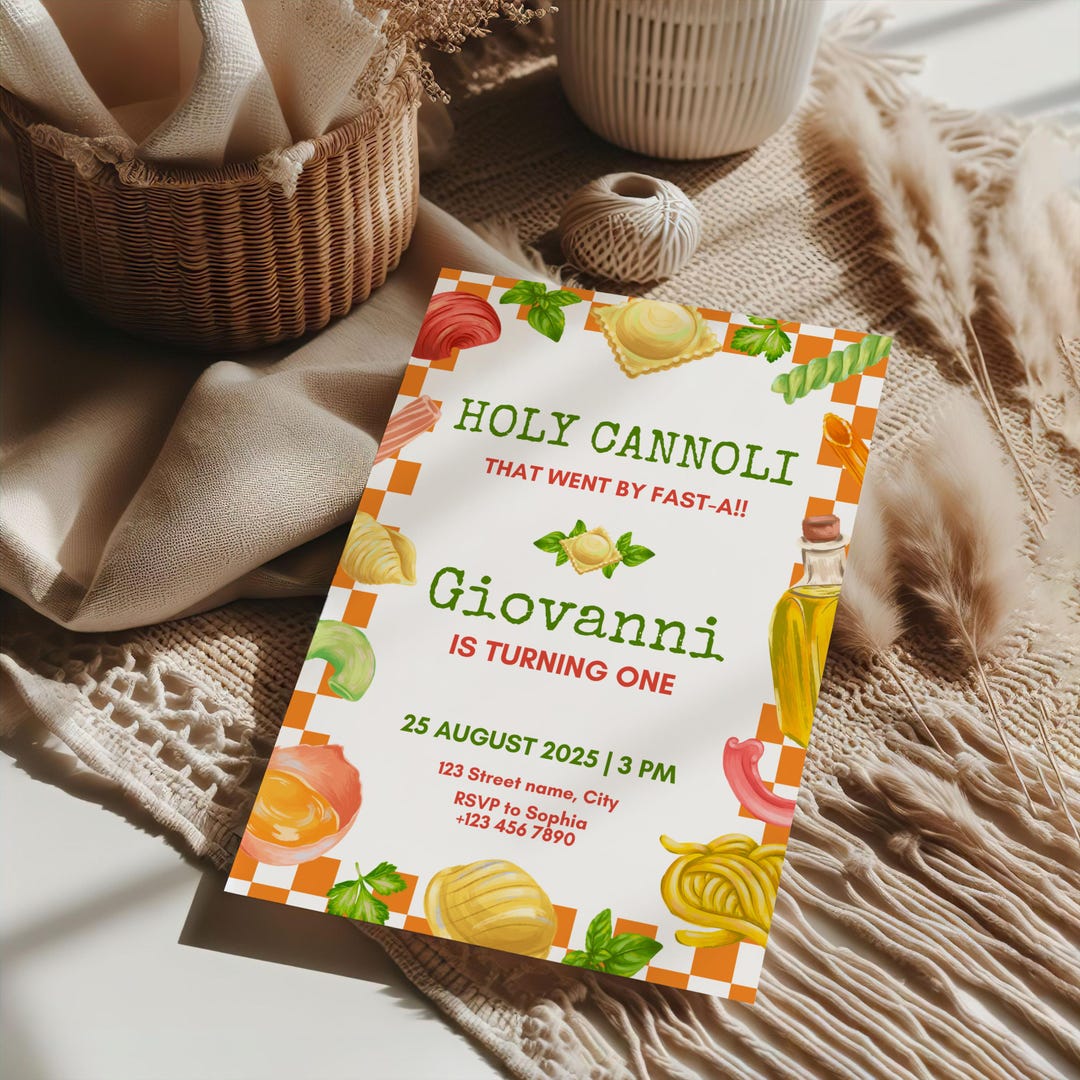 Holy Cannoli First Birthday Invitation, Pasta First Birthday Invite ...