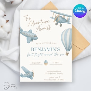 Aviation Invitation, Air Plane Invite, First Flight Birthday Invite ...
