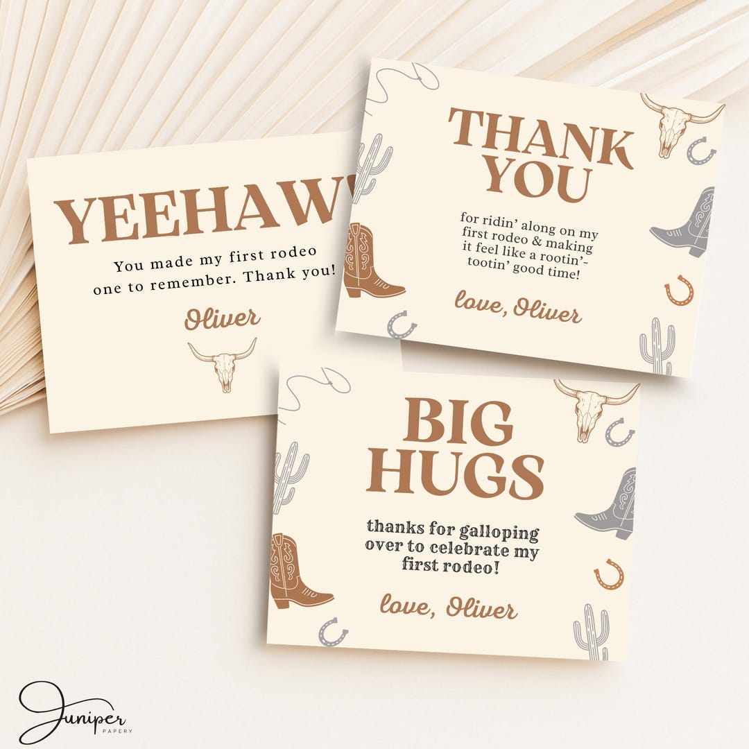 Editable First Rodeo Thank You Card Templates, Custom First Rodeo Thank ...
