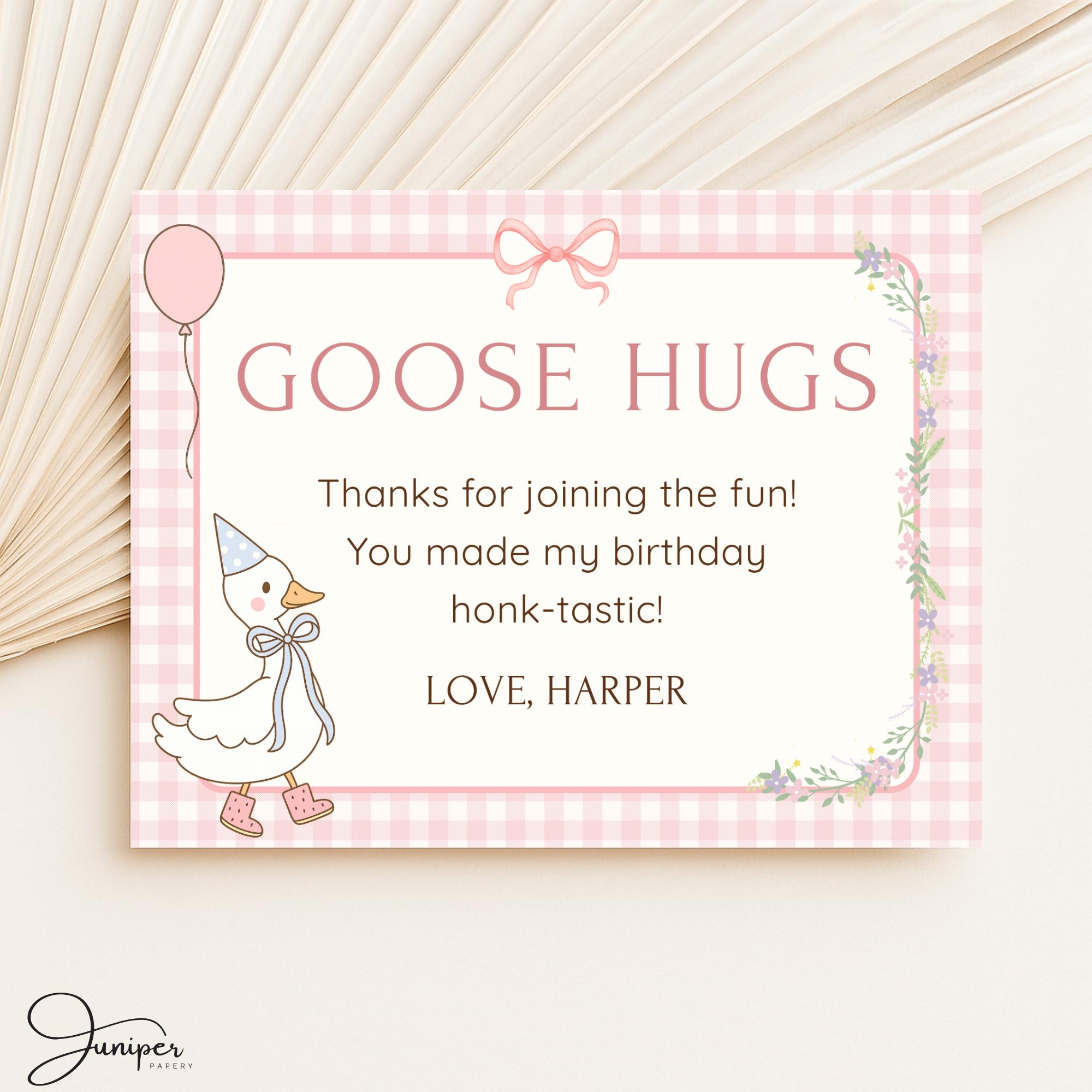 Editable Pink Silly Goose Thank You Card, Silly Goose Party Decor ...