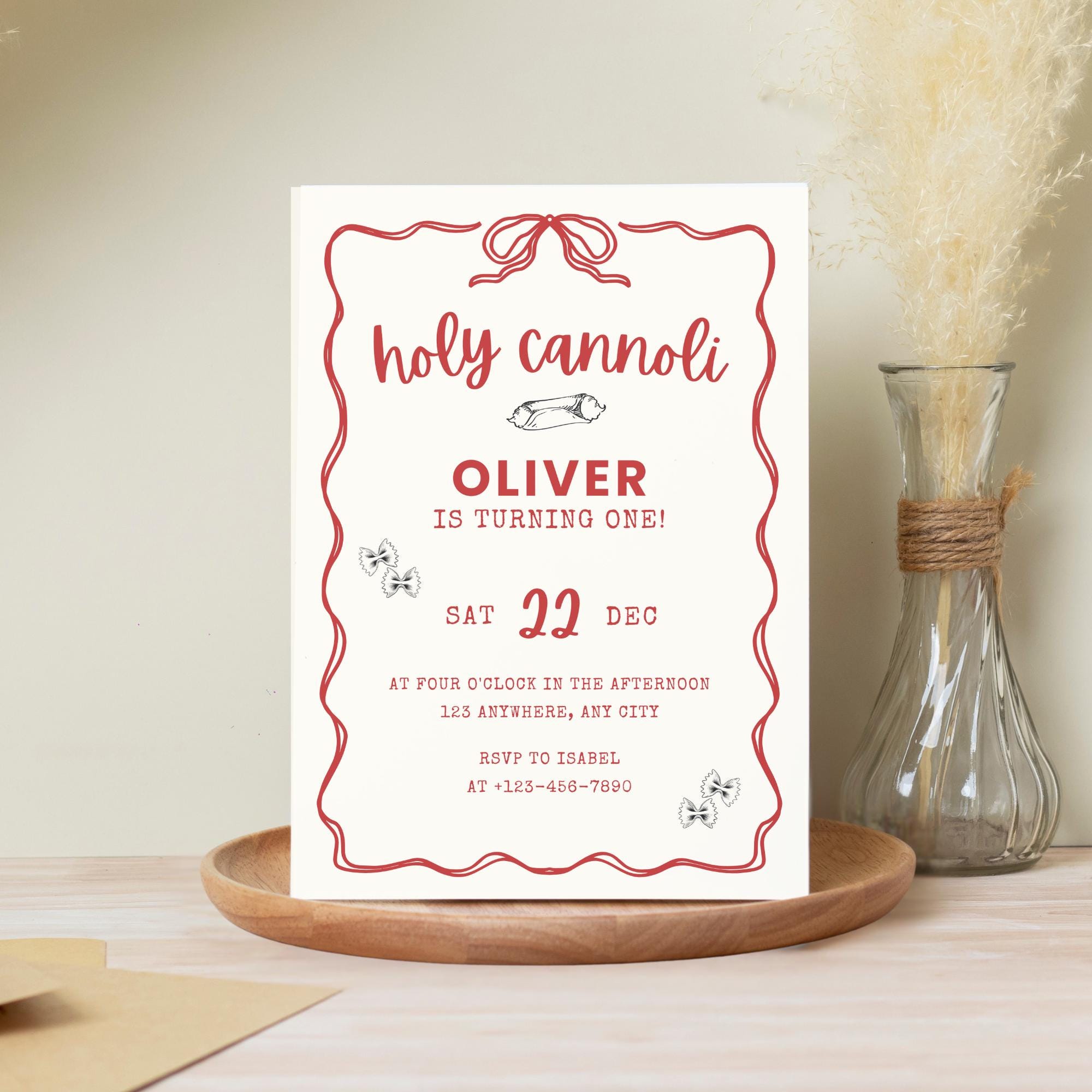 Holy Cannoli First Birthday Invitation, Pasta First Birthday Invite ...