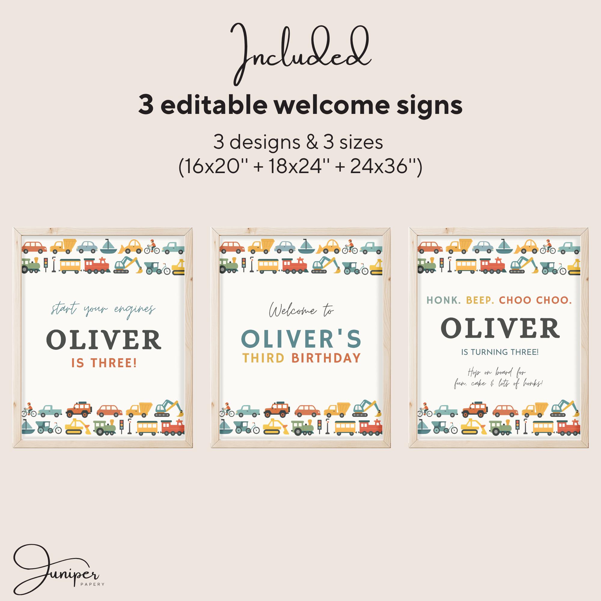 Editable Vehicles Transportation Birthday Bundle, Vehicles Birthday ...