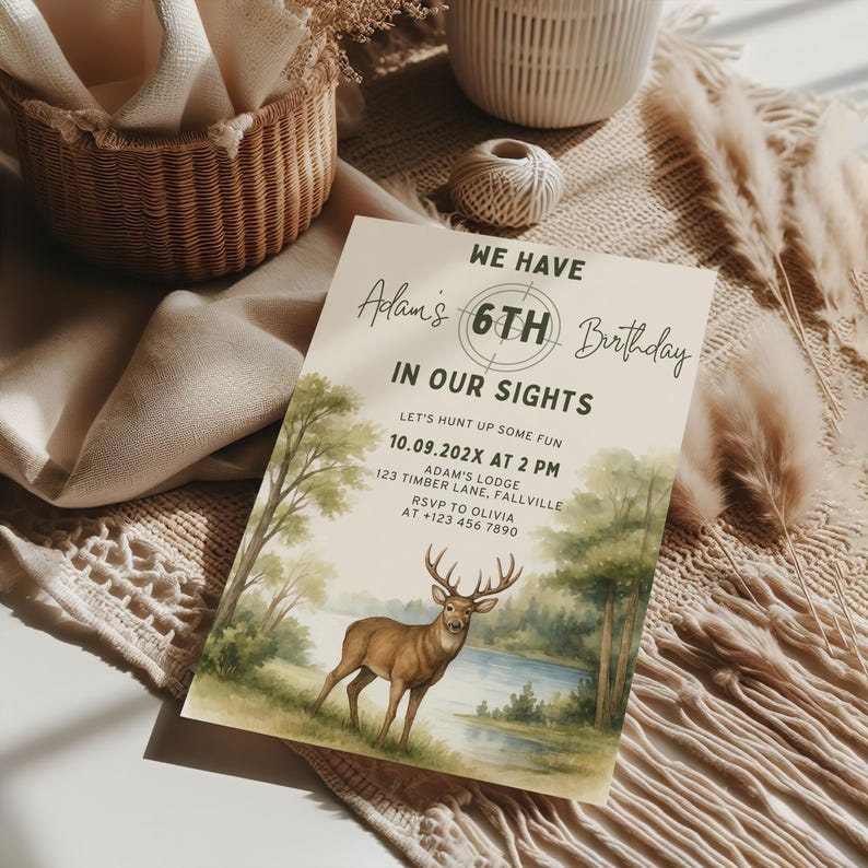 Deer Hunting Birthday Invitation, Deer Birthday Invitation Boy, Hunting ...