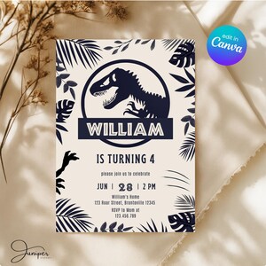 Dino Jungle Invite, Jurassic Invite, T-rex Birthday Invitation ...