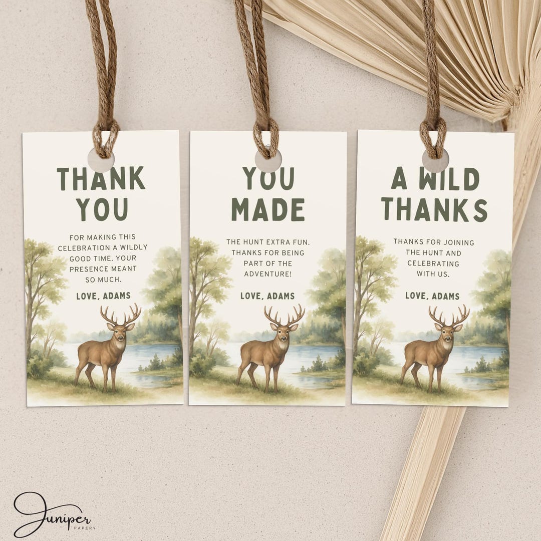 Editable Deer Hunting Favor Tags, Deer Hunting Thank You Tags, the Big ...