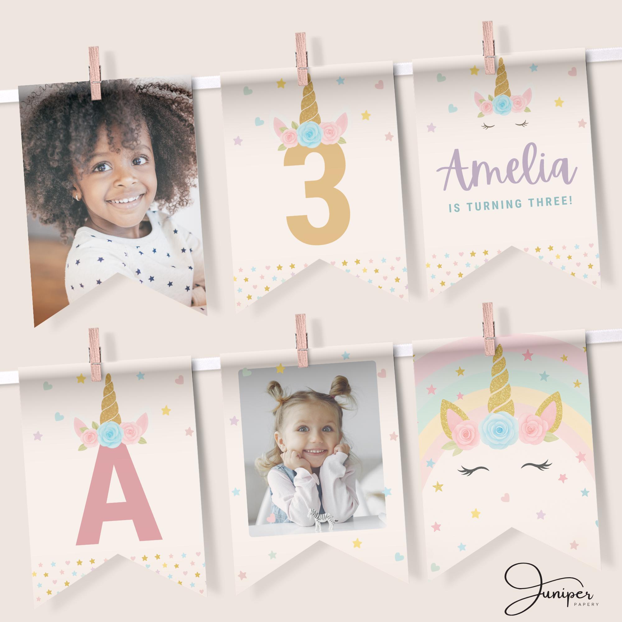 Editable Unicorn Rainbow Banner Template, Unicorn Party Decor, Unicorn ...