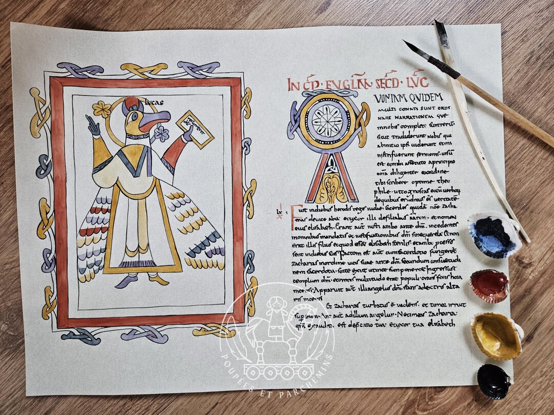 Fac-similé d'une double page d'un Harkness gospels IXeme siècle - Etsy ...
