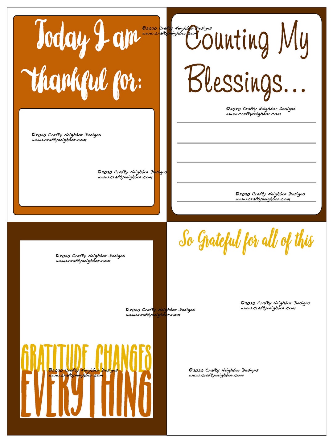 Everyday Thanks Printable Journaling Cards - Etsy