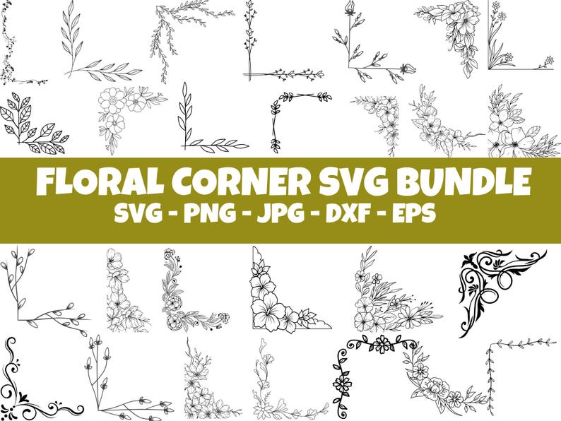 Corner Svg Bundle, Corner Svg, Floral Corner Svg Files, Decorative Page ...