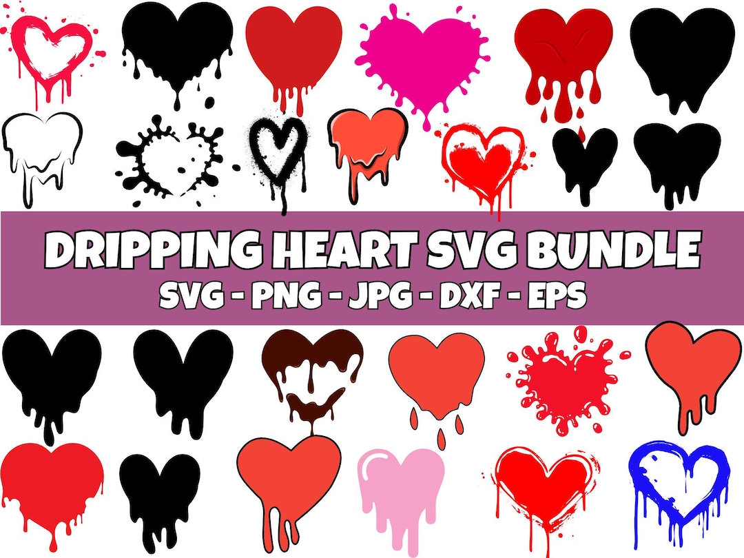 Dripping Heart SVG, Love SVG, Hearts Svg, Melting Heart SVG, Black ...