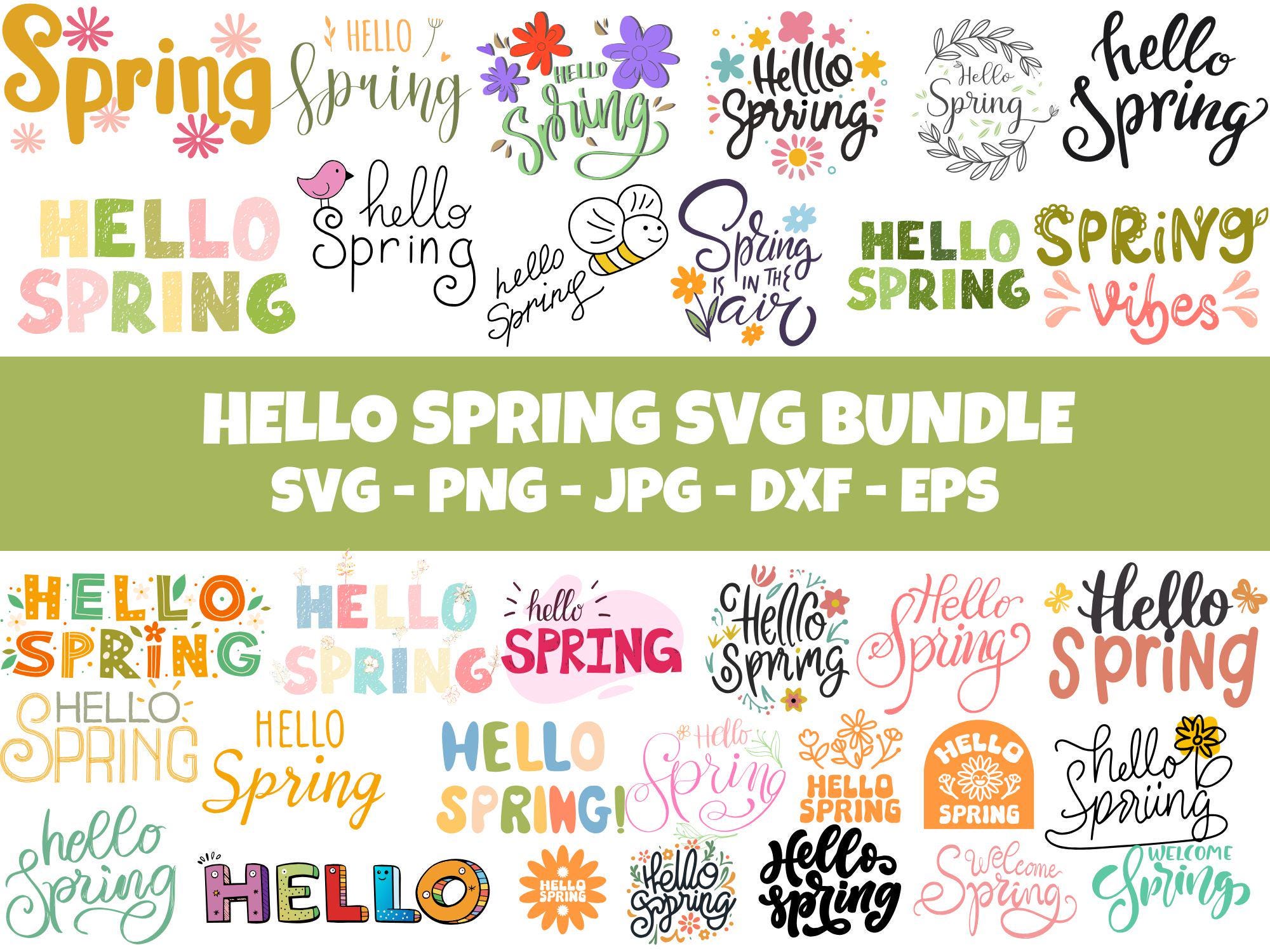 Hello Spring Bundle, Welcome Spring Svg, Flower Svg, Spring is Here Svg ...
