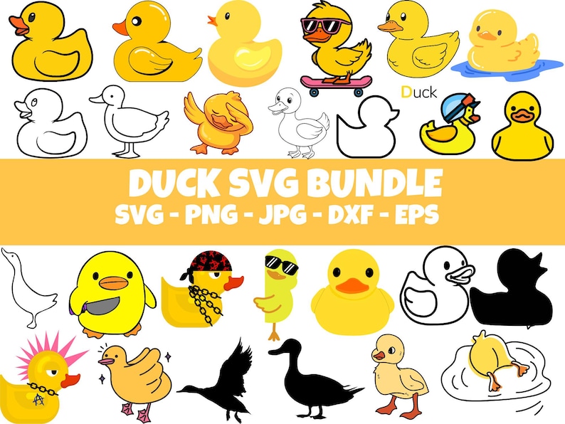 Duck Svg Bundle, Rubber Ducky Svg, Rubber Duck Svg, Duck Clipart, Duck ...