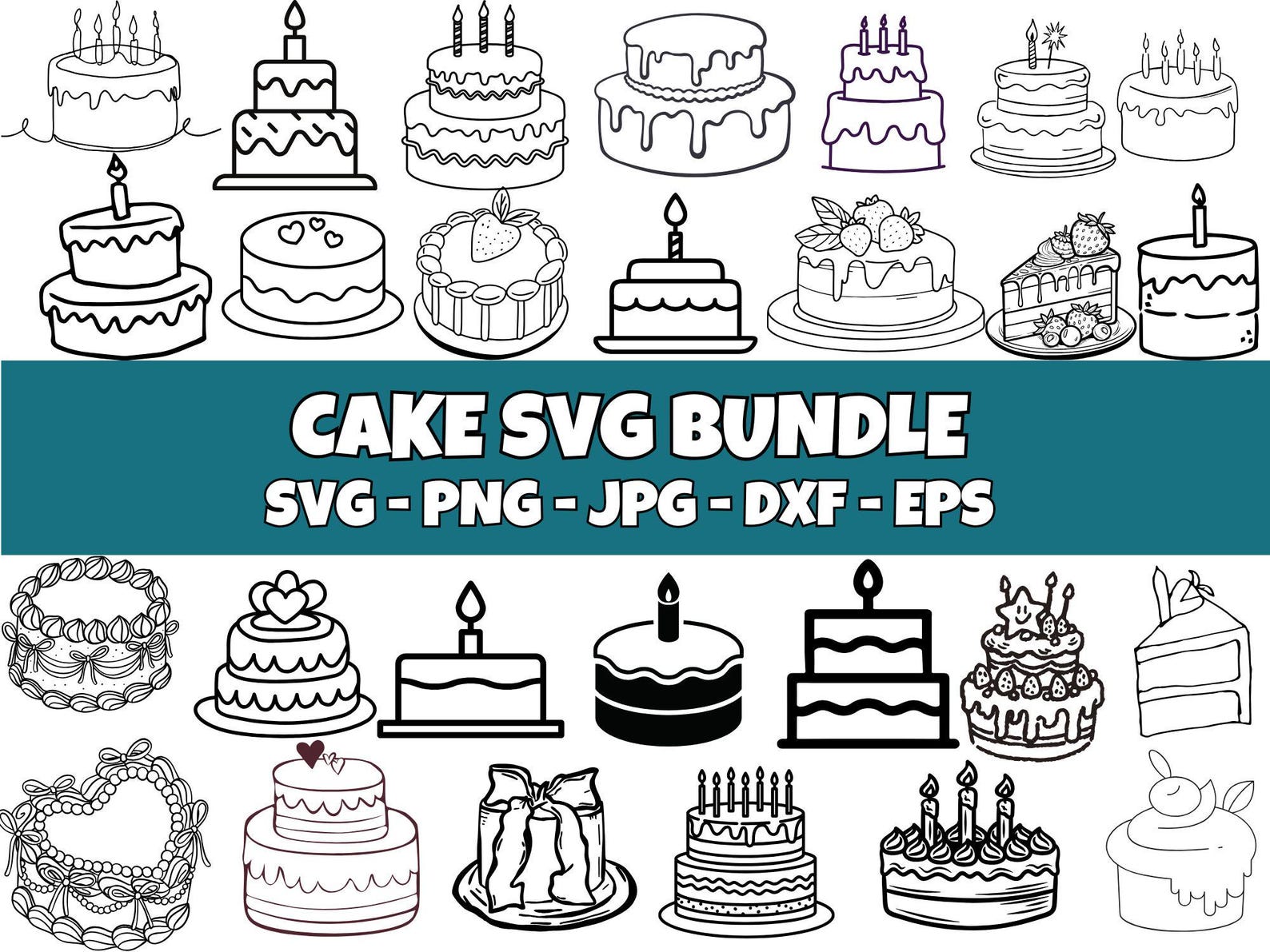 Cake SVG Bundle, Cupcake Svg, Birthday Cake Svg, Cake PNG Bundle, Cake ...