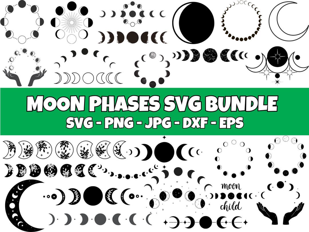 Moon Svg Bundle, Moon Phase SVG Png, Lunar Phases Svg, Moon Phase Clip ...