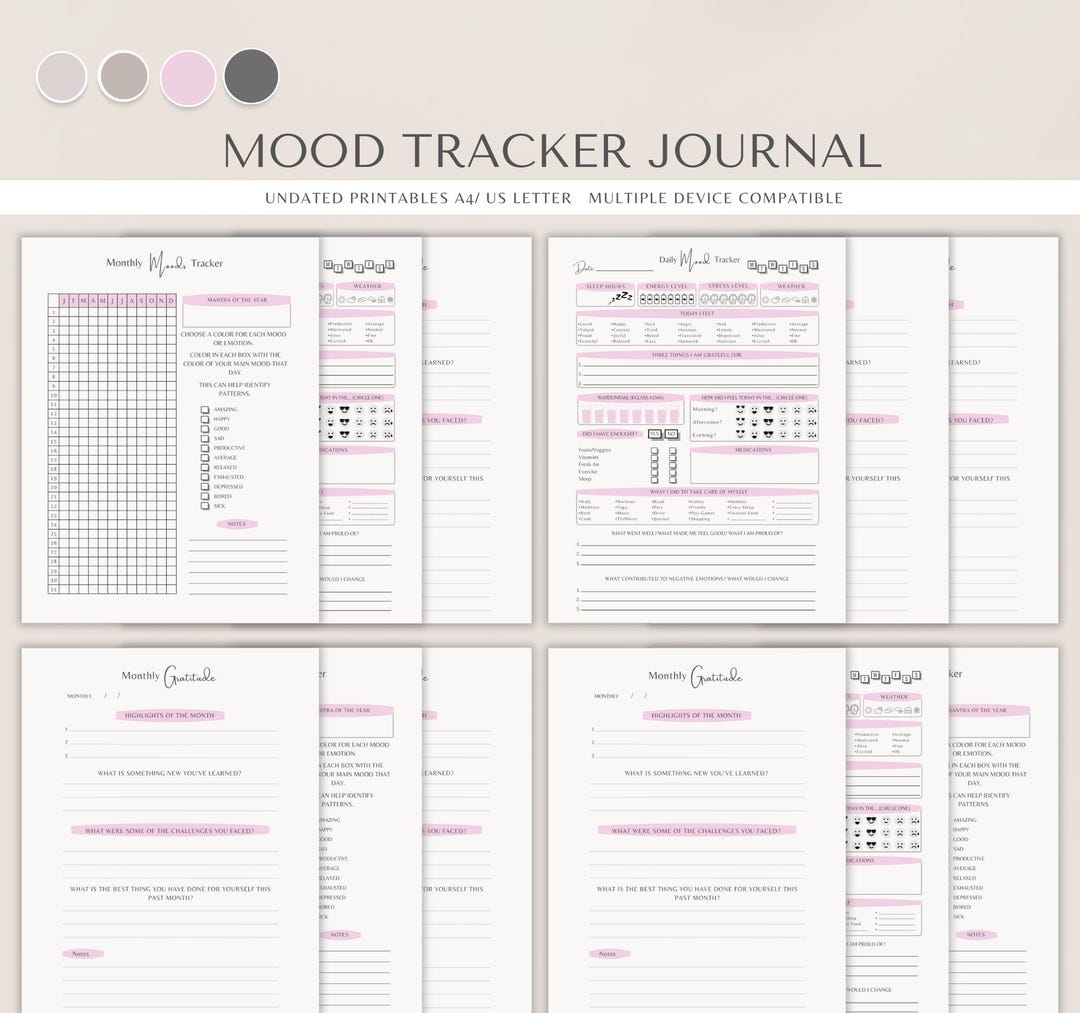 Mood Tracker Journal – Mental Health Log, Anxiety Tracker & Self-care ...