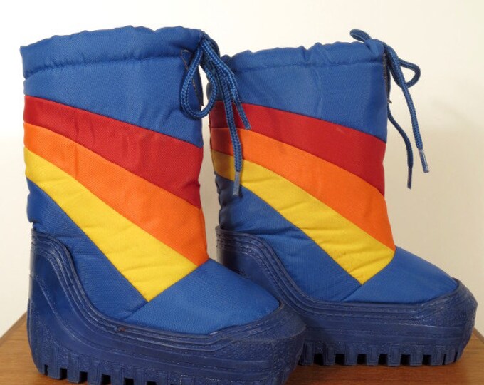 Vintage 1980's KID'S MOON BOOTS Rainbow & Platforms! Children's Size '7 ...