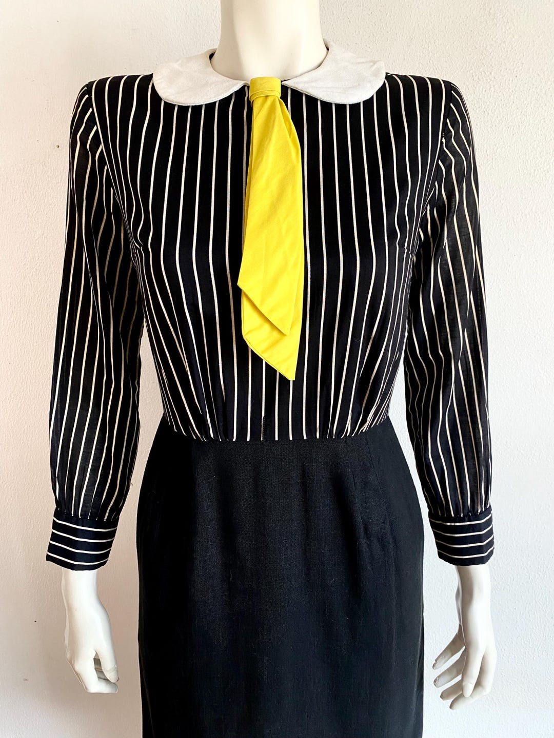 Vintage 1950s Wiggle Secretary Dress Helen Whiting Black Stripe Pin up ...