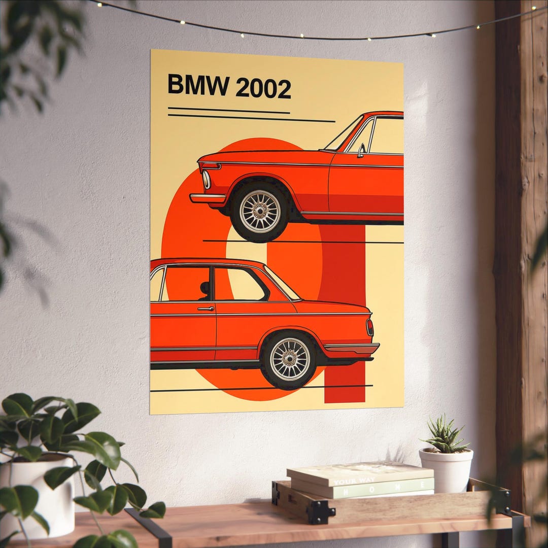1970s BMW 2002 Inka Orange Poster Fine Art Posters | Retro Car Wall Art ...