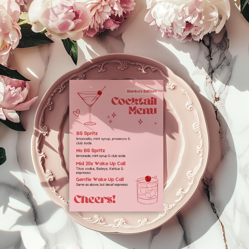 Cocktail Menu Template: Personalized Drink Menu (digital Download) - Etsy