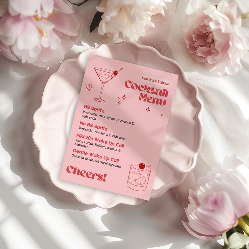 Cocktail Menu Template: Personalized Drink Menu (digital Download) - Etsy