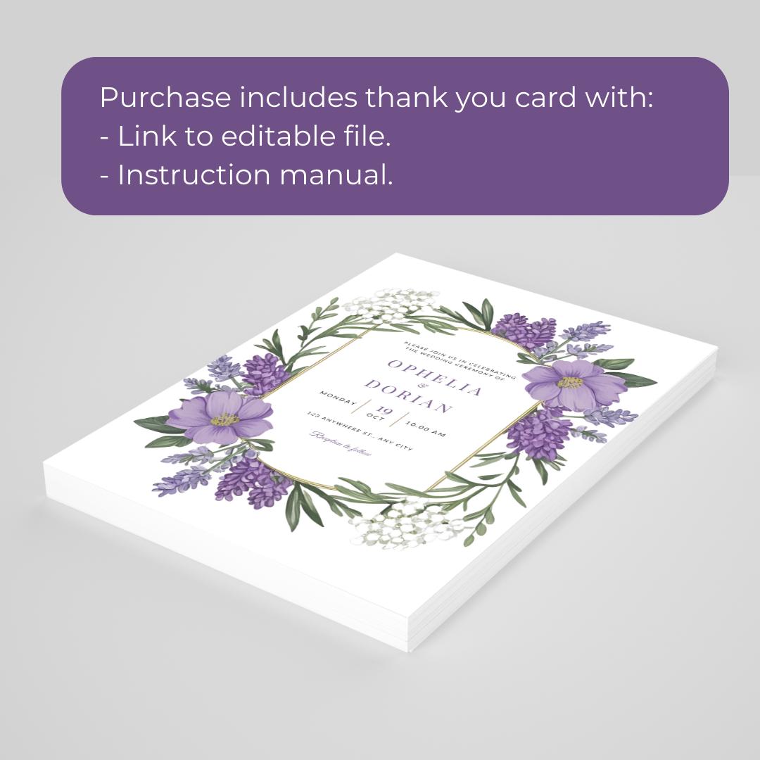 Lavender Floral Wedding Invitation | Editable Canva Template | 5x7 ...