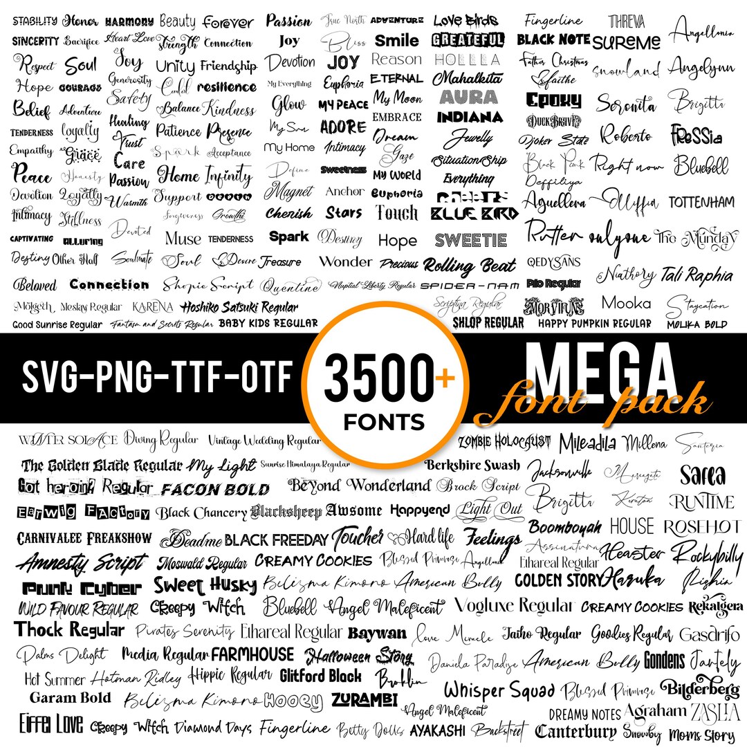 The Ultimate 3500+ Fonts, Font Bundle, Handwritten Font, Heart Font ...
